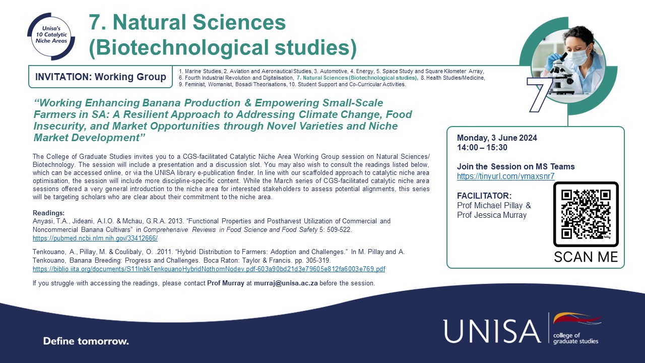 Catalytic niche area working group session on Natural Sciences (Biotechnological Studies)